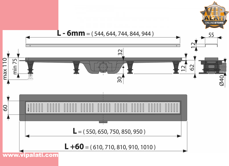 TUŠ KANALICA APZ9 650mm – ALCA – VIP Alati